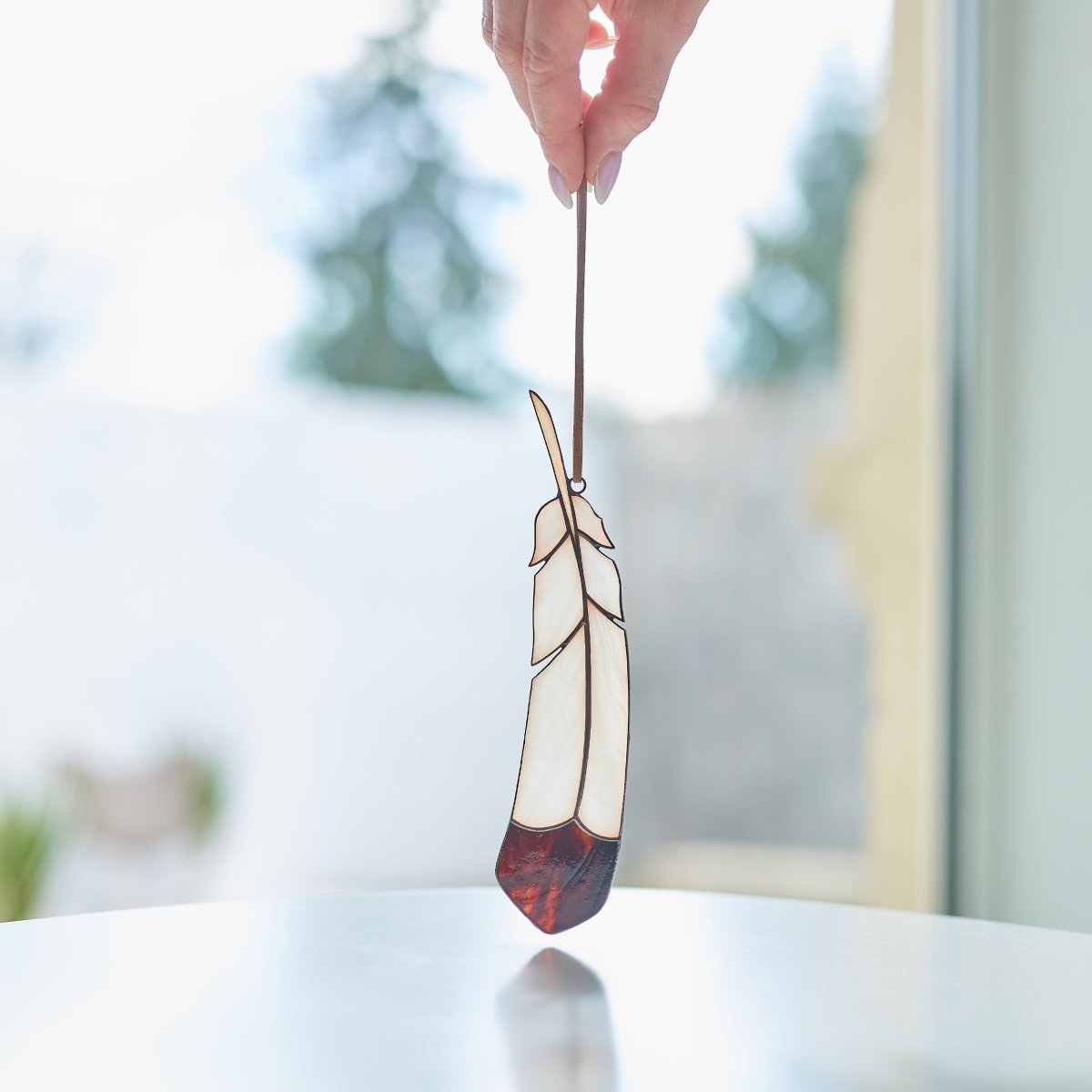 Stained glass Feather - an attractive window suncatcher ...