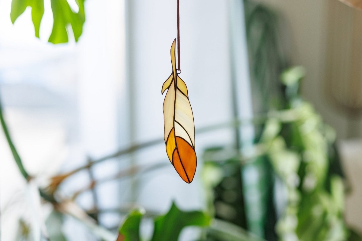 Mockingbird Feather Stained Glass Suncatcher – VitrageArtSouvenirs