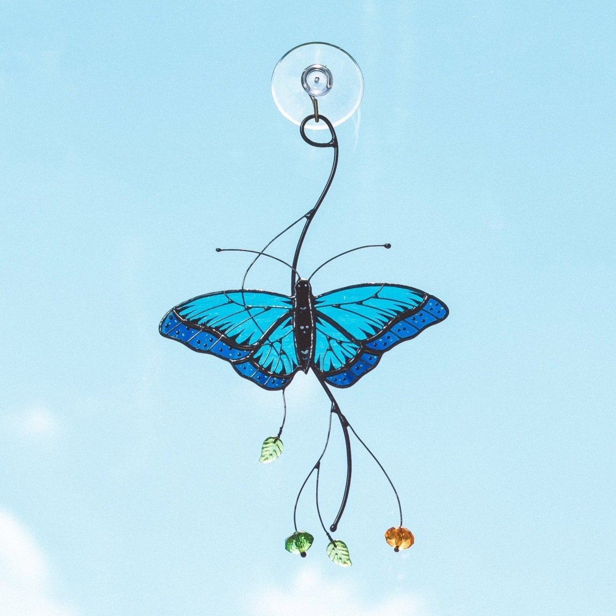 Elegant Blue Butterfly Stained Glass Suncatcher: Perfect Mother's Day ...