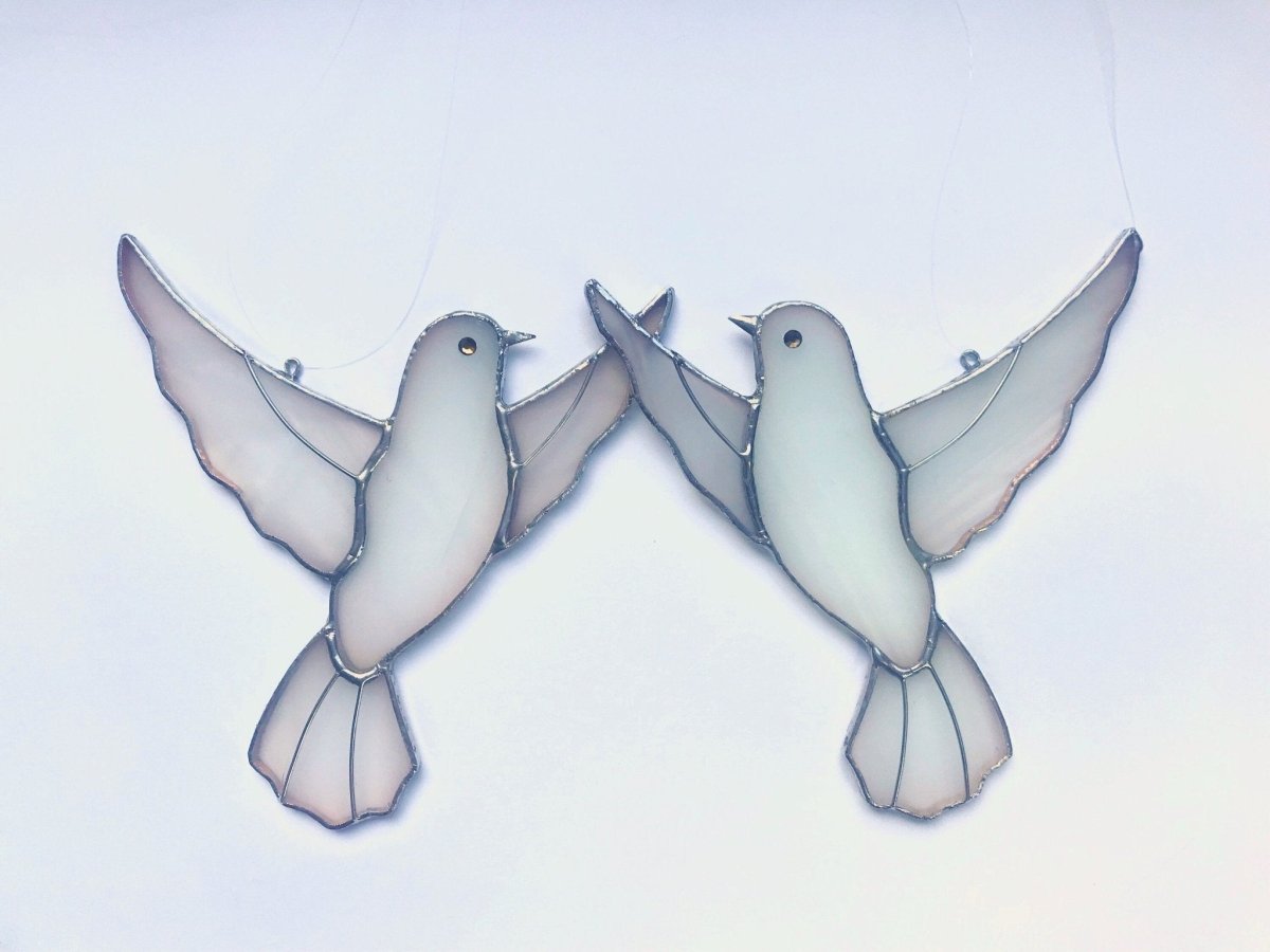 Vitrail Couple de colombes suncatcher - Cadeau de mariage parfait ...