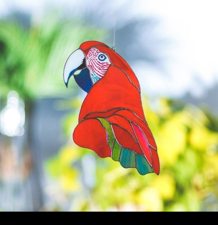Colorful Red Macaw Stained Glass - Perfect Gift for Bird Enthusiasts ...