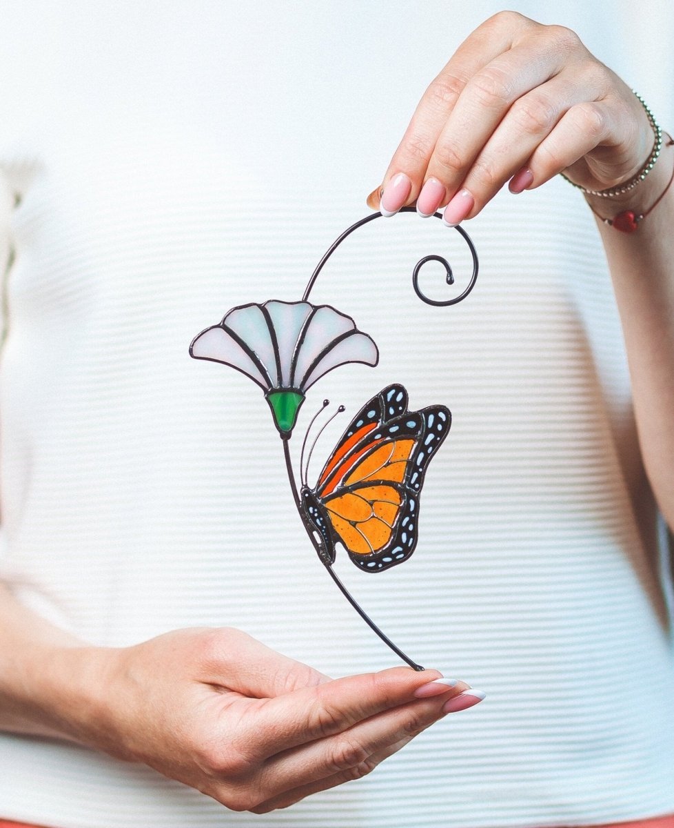 Vivid Monarch Butterfly & Flower Suncatcher: Add Nature's Beauty ...
